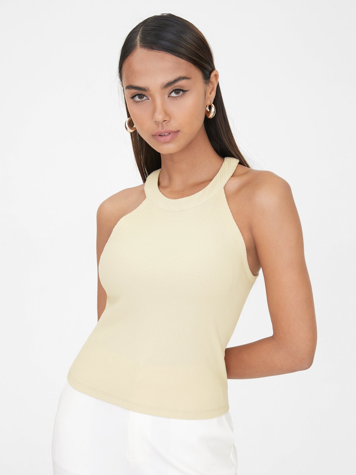 Sustainable Halter Tank Top Beige Pomelo Fashion