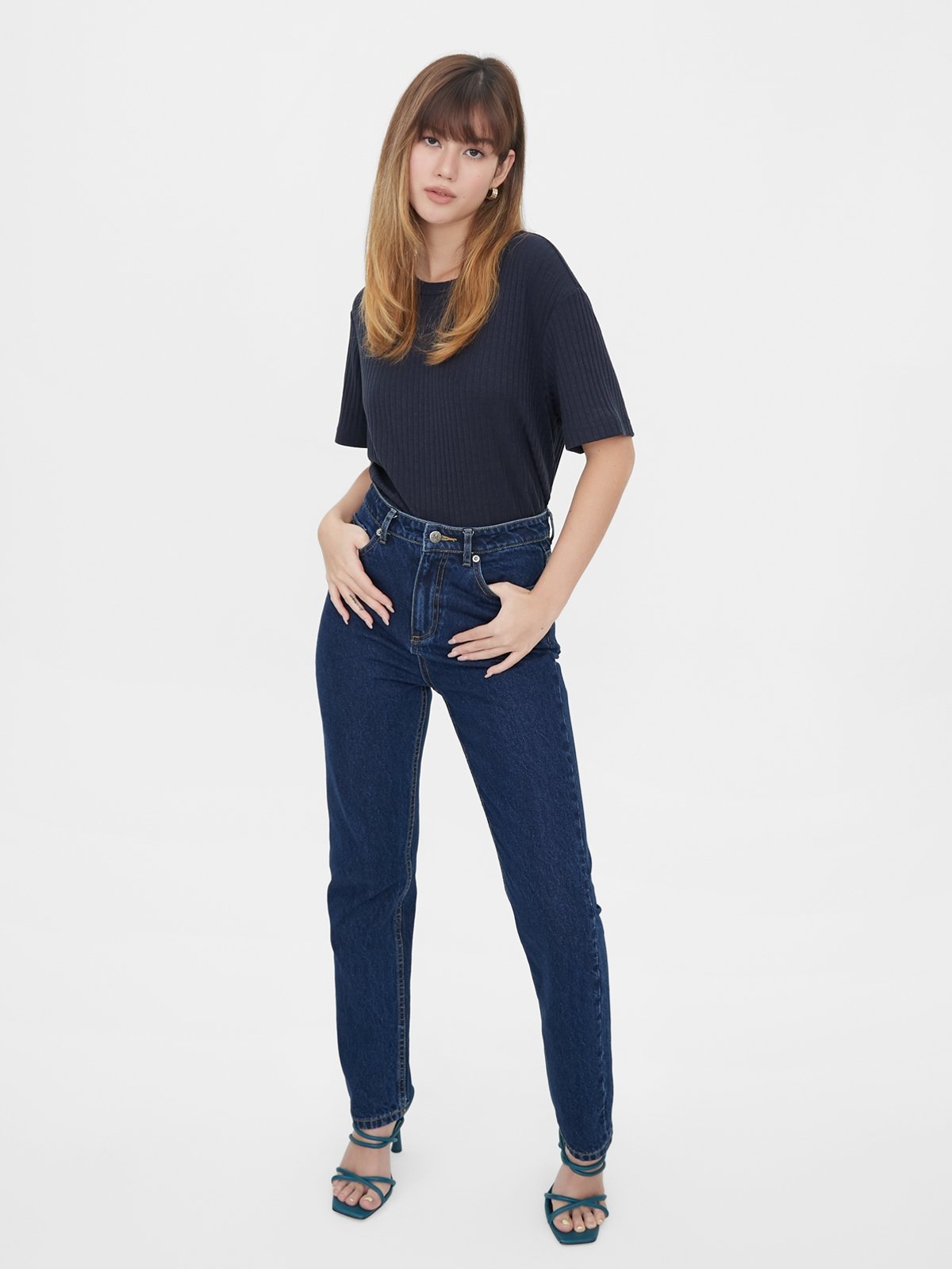 Relaxed Fit Rib Knit Shirt Navy Pomelo Fashion