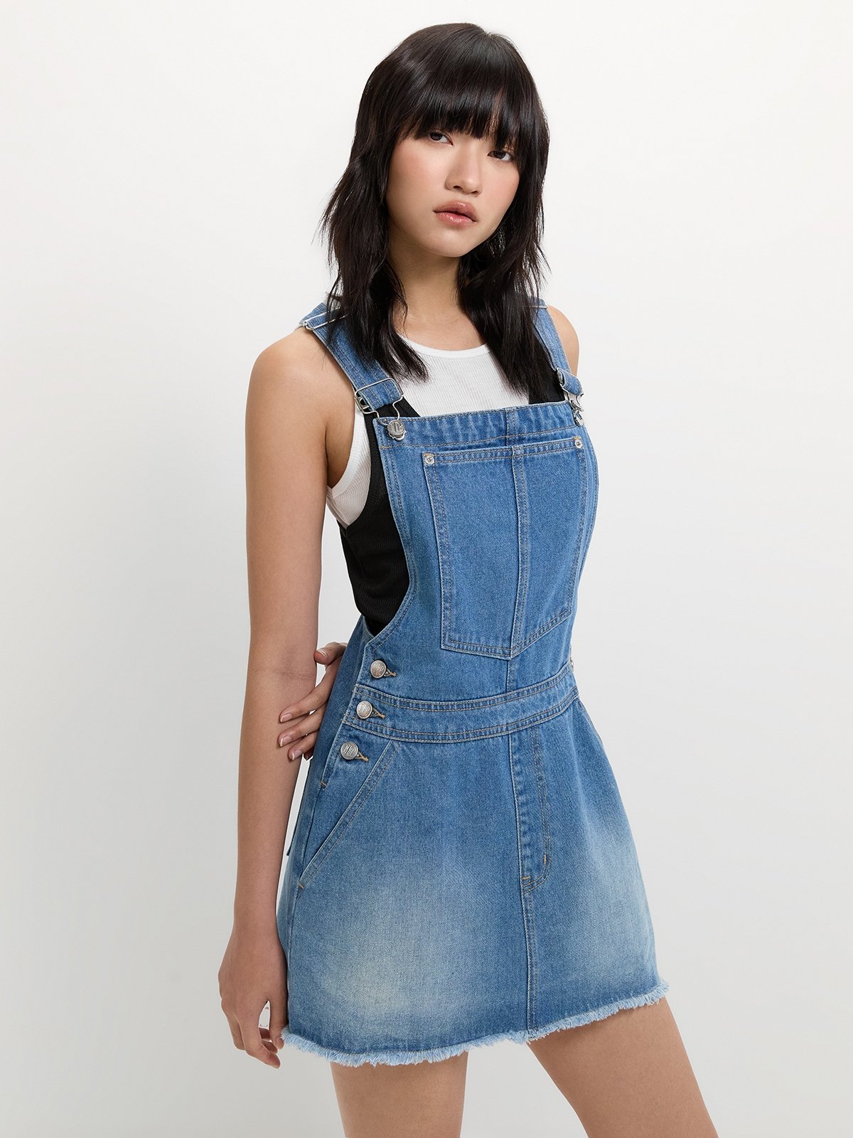 Denim Overalls - Blue - Pomelo Fashion
