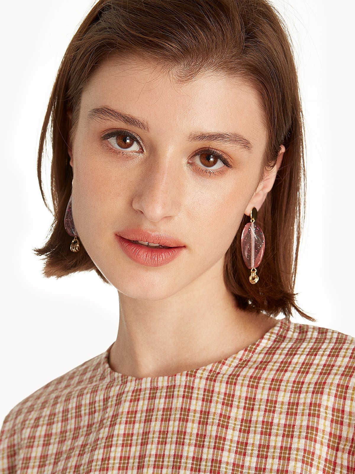 Glitter Oval Drop Earrings - Gold - Pomelo Fashion