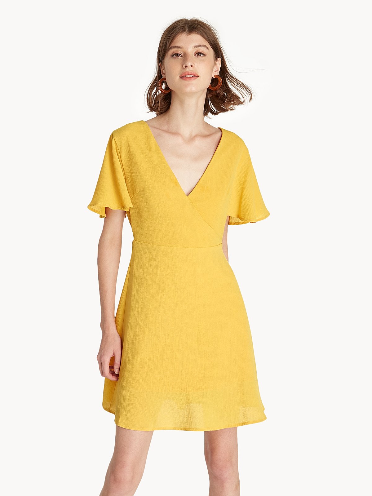 Open Back Tie Dress - Yellow - Pomelo Fashion