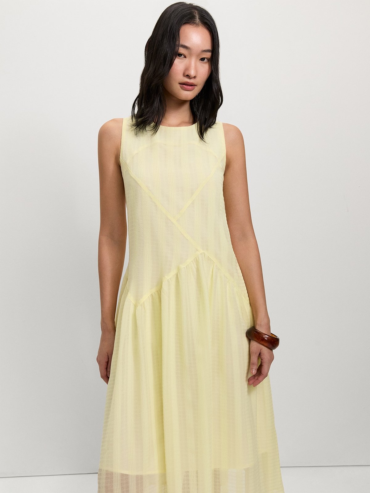 Asymmetrical Dress - Cream - Pomelo Fashion