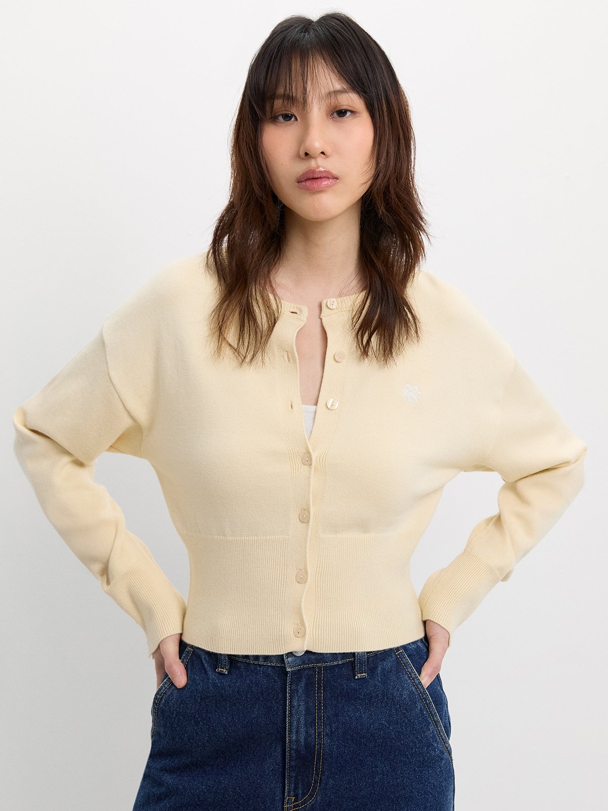 Knitted Cardigan - Yellow - Pomelo Fashion