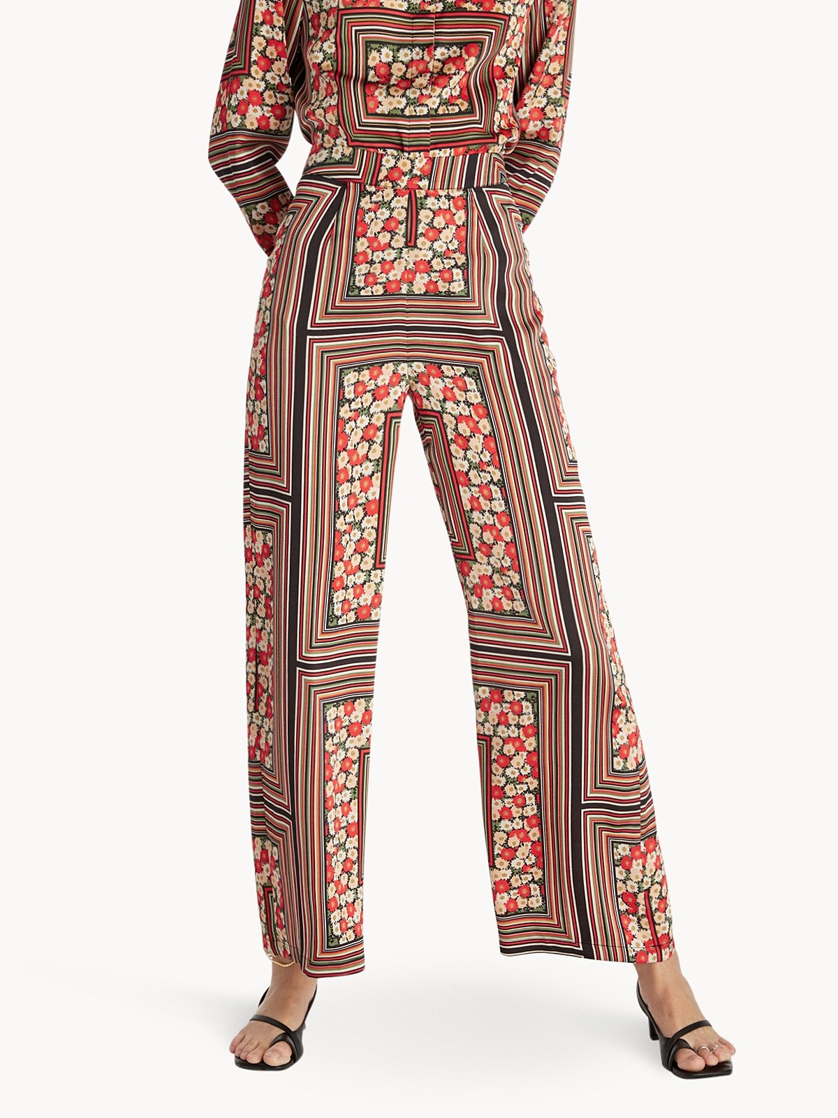 Mixed Abstract Print Pants - Orange - Pomelo Fashion