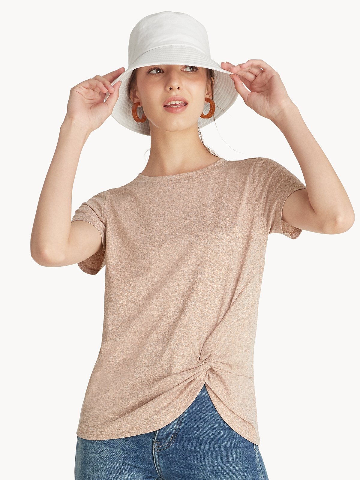 Side Knot Tee - Orange - Pomelo Fashion
