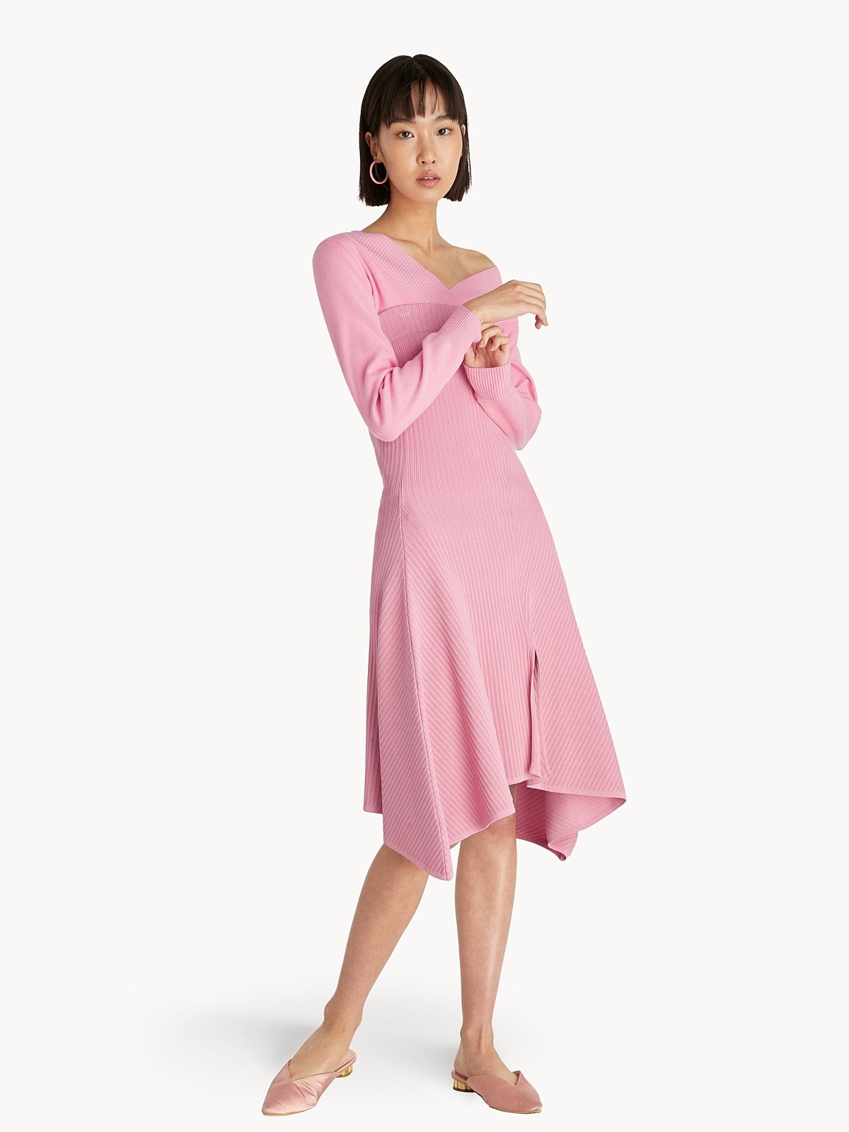 Ribbed Strapless Dress - Pink - Pomelo Fashion