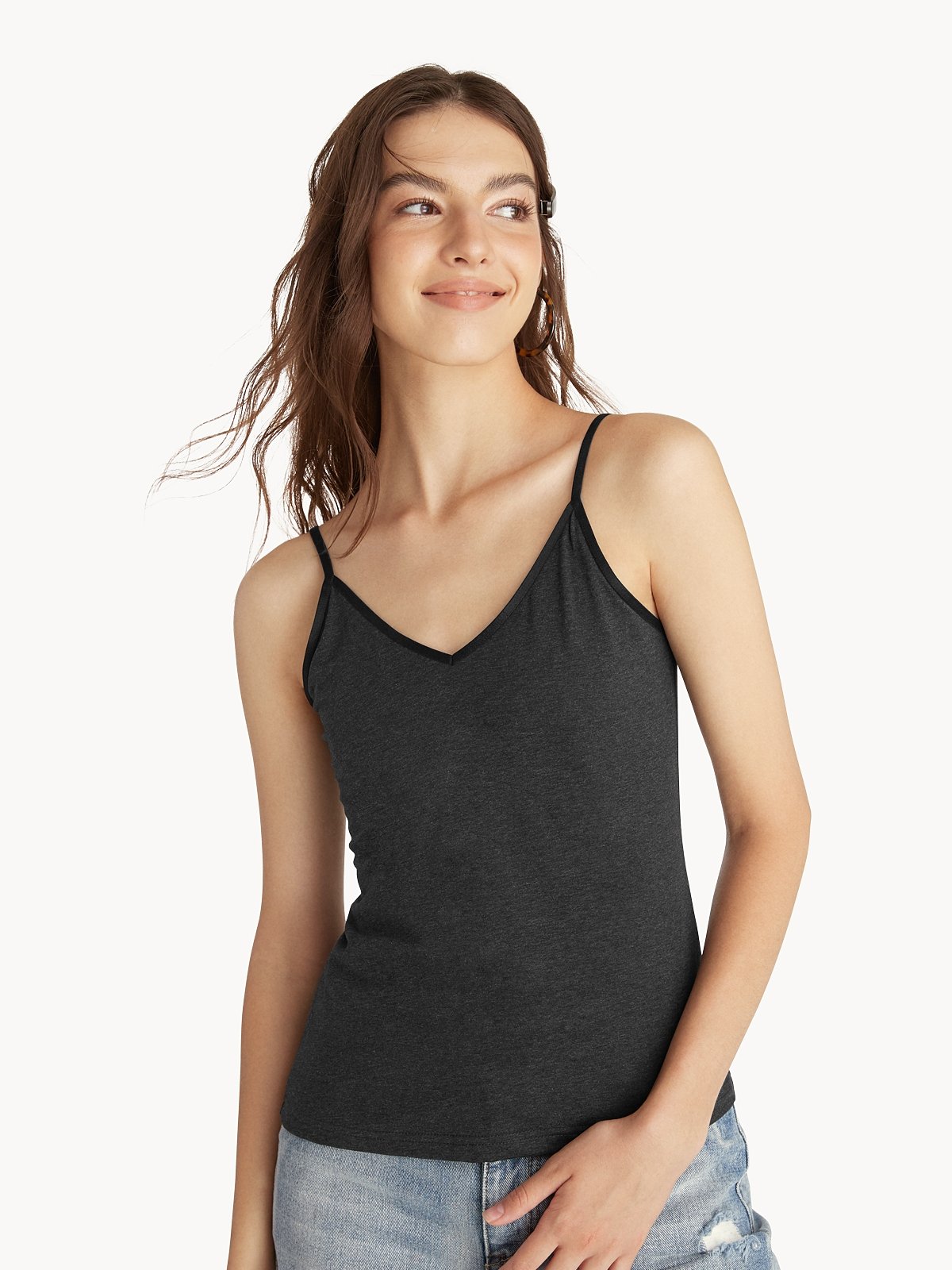 Simple Cami Tank Top - Dark Grey - Pomelo Fashion