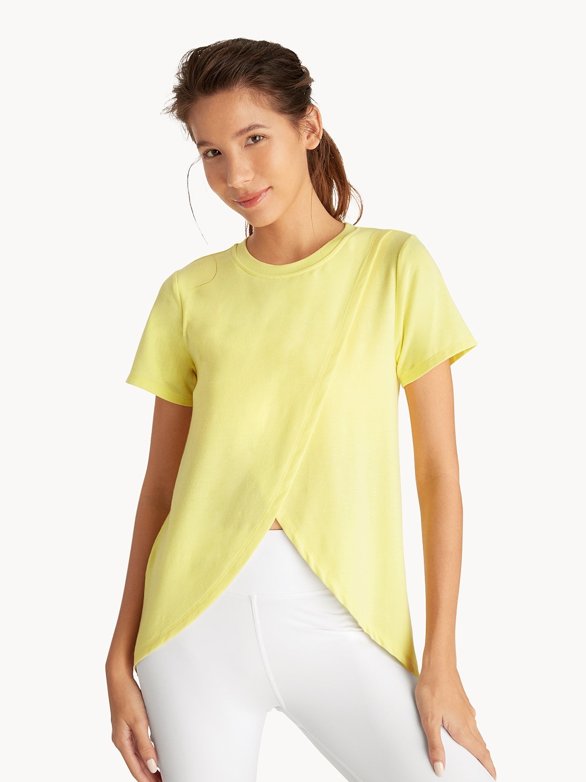 Cross Front Slit Top - Yellow - Pomelo Fashion