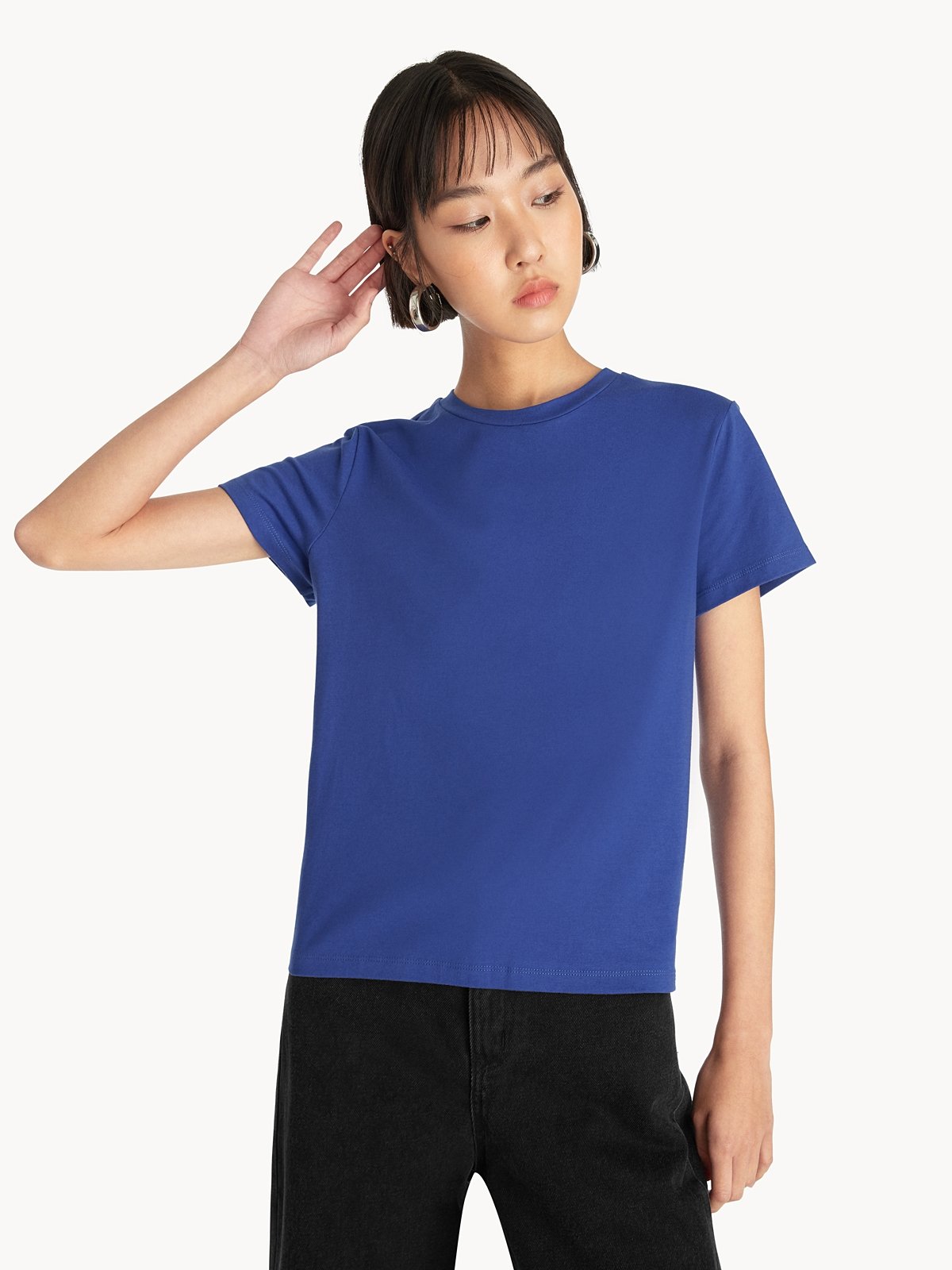 Loose Open Back Tee - Blue - Pomelo Fashion