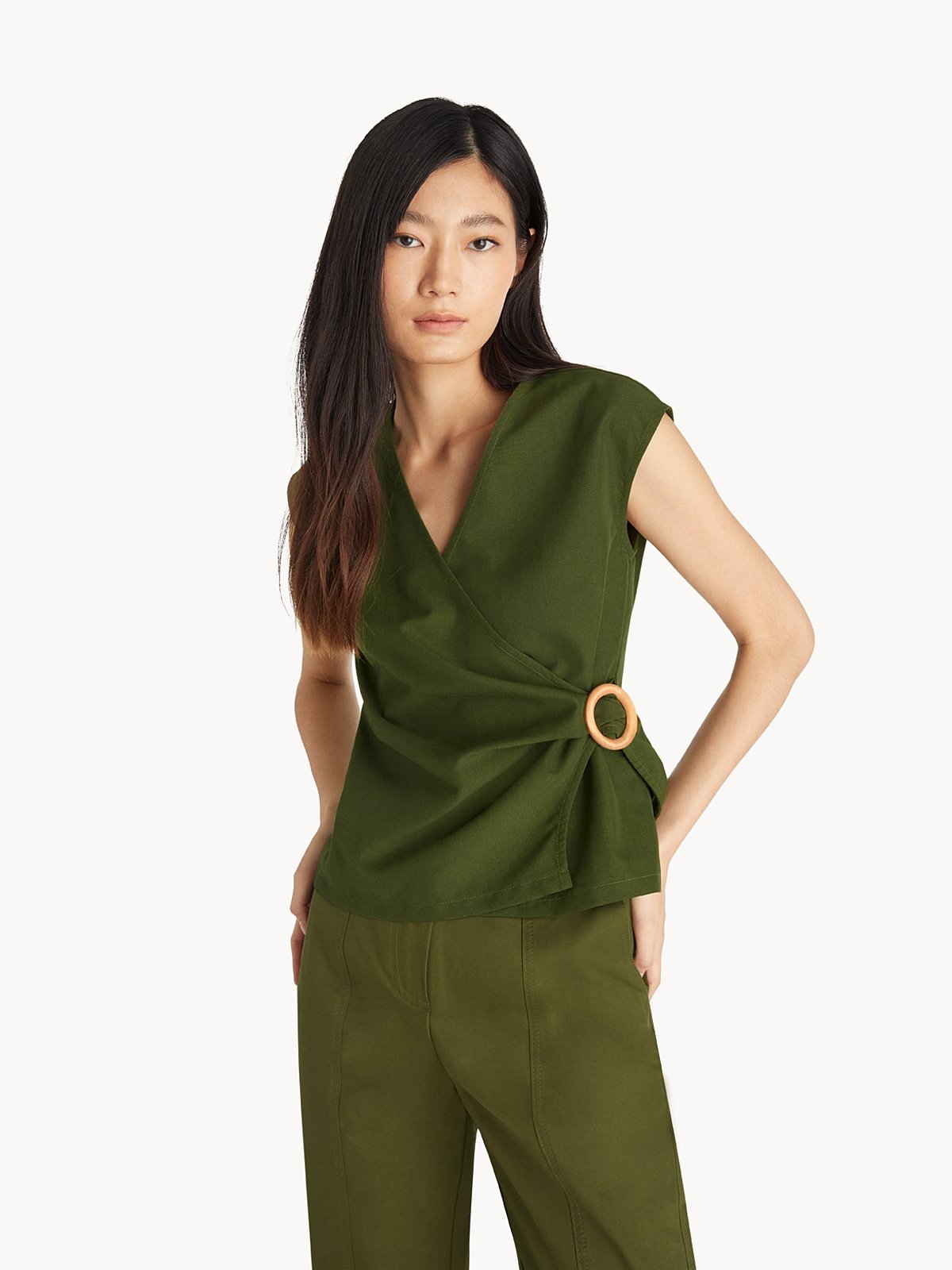 Purpose Wrap Blouse - Hunter Green - Pomelo Fashion