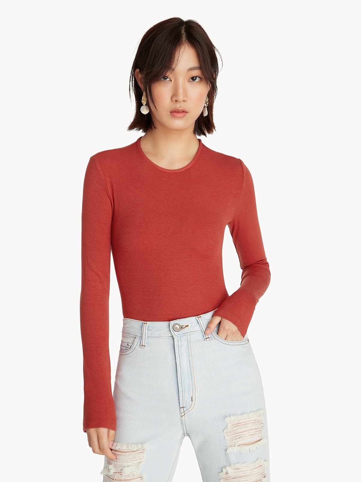 Open Back Lace Up Bodysuit - Red - Pomelo Fashion