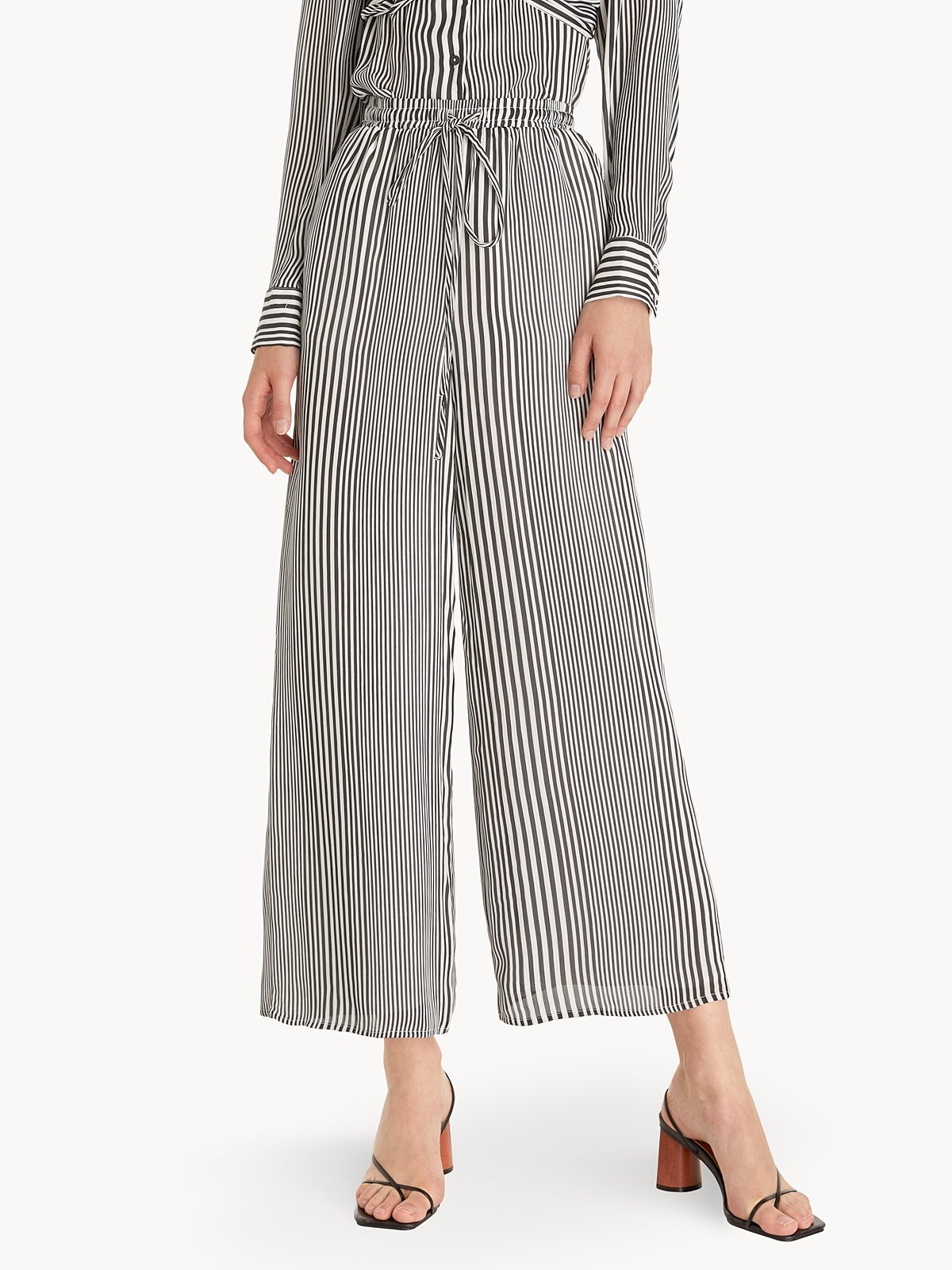 Loose Striped Drawstring Pants - Black - Pomelo Fashion