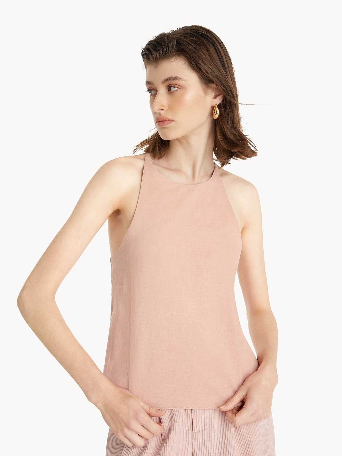Cami Cross Back Bow Tie Top - Pink - Pomelo Fashion