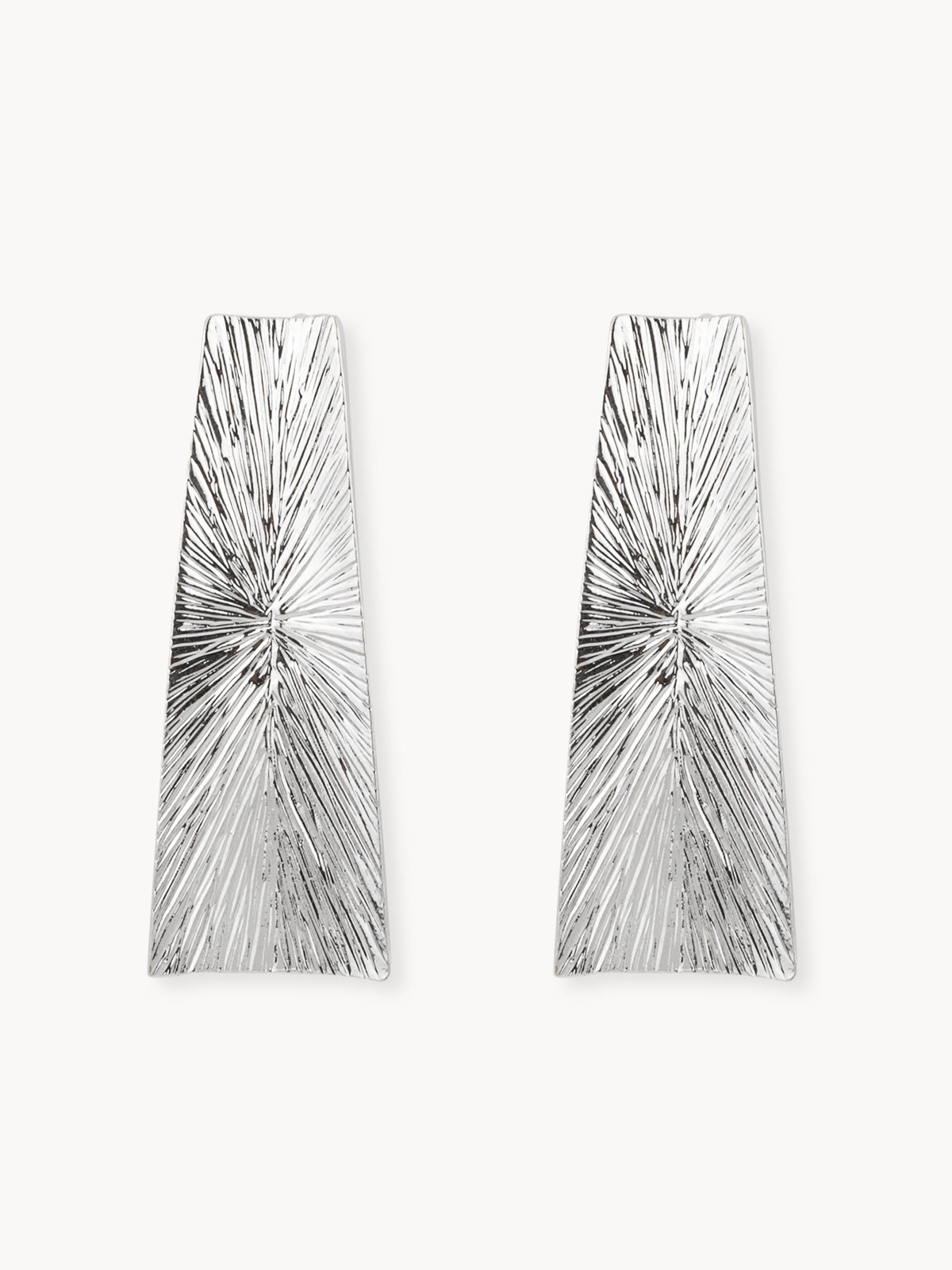Metallic Trapezoid Earrings - Silver - Pomelo Fashion
