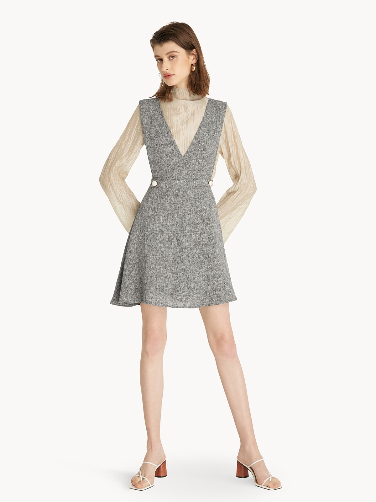 Tweed Mini Dress - Dark Grey - Pomelo Fashion