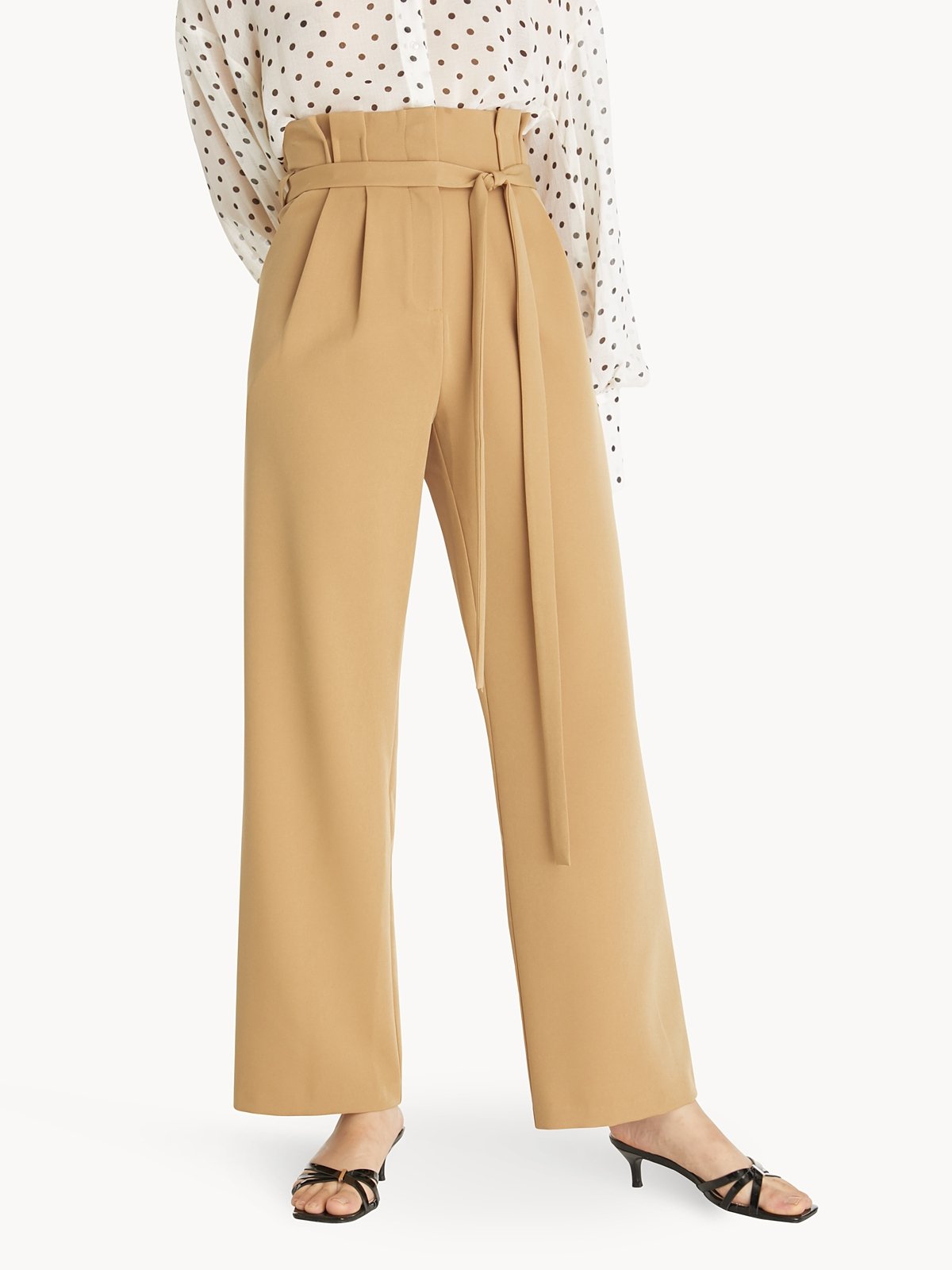 Tie Waist Paperbag Pants - Brown - Pomelo Fashion Tie Waist Paperbag Pants - Brown - Pomelo Fashion