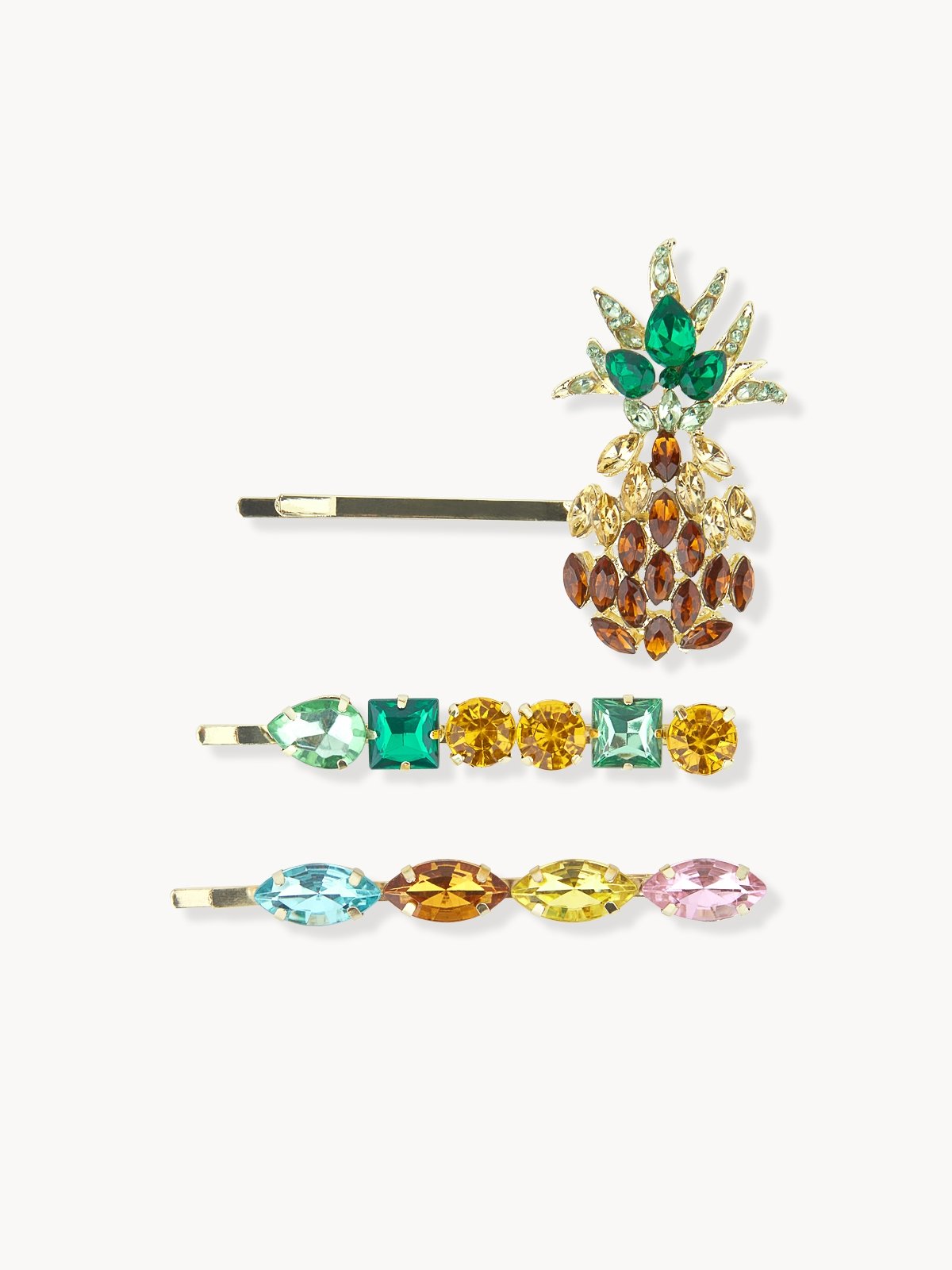 Pinapple Bejeweled Hair Pin - Multi Color - Pomelo Fashion