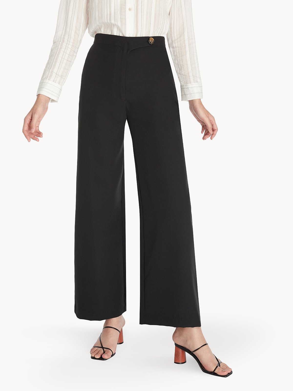 High Waist Wide Leg Pants - Black - Pomelo Fashion