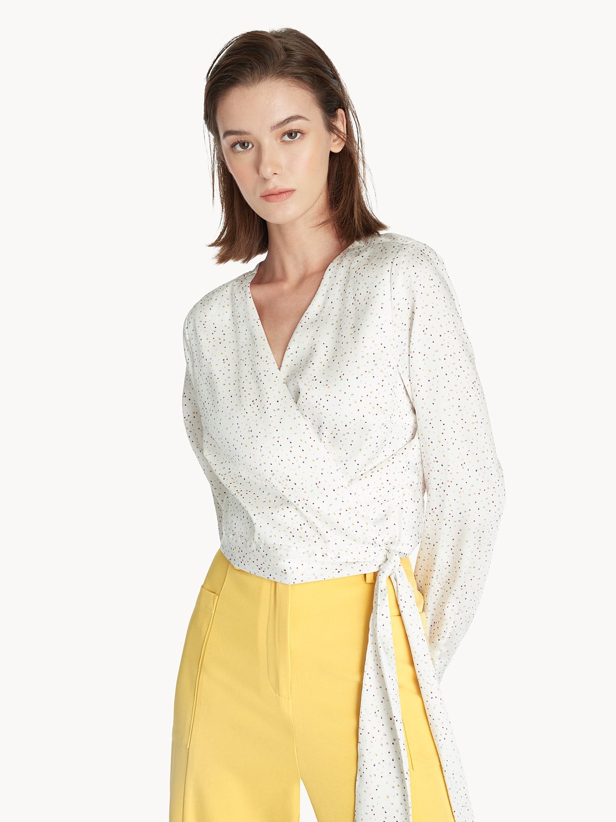 Wrapped Crop Top - White - Pomelo Fashion