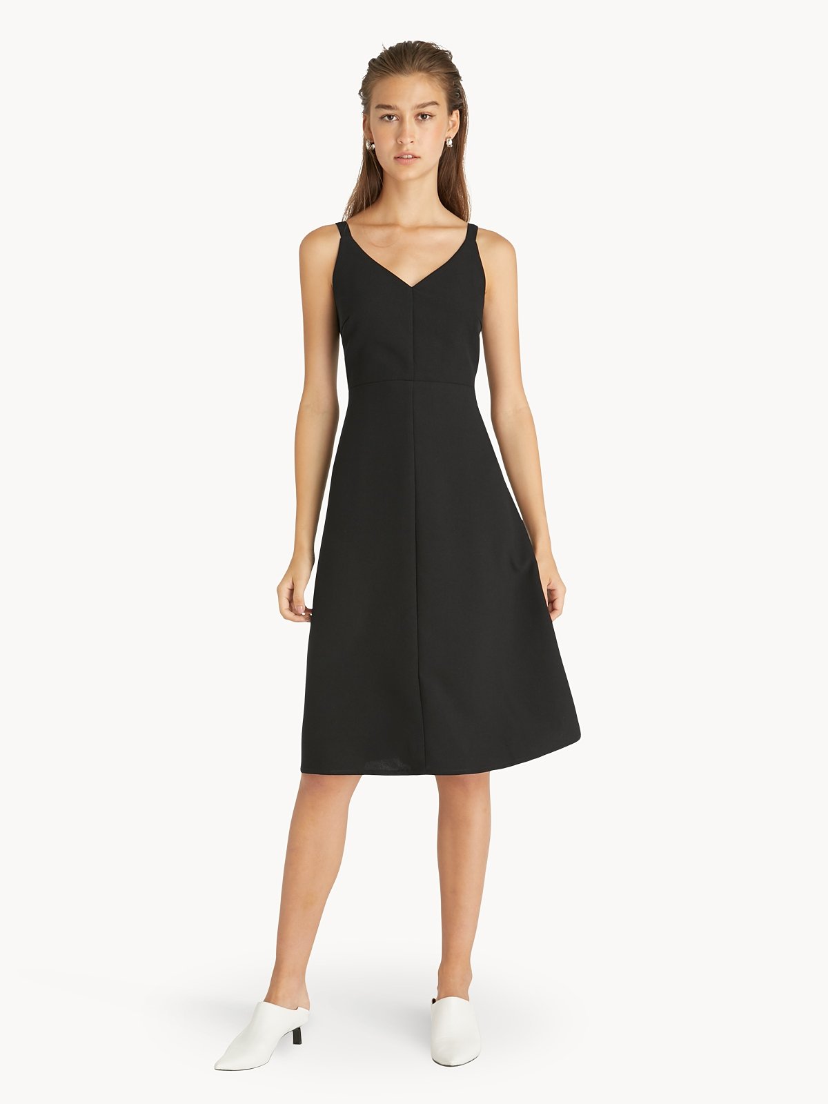 A Line Sleeveless Dress - Black - Pomelo Fashion