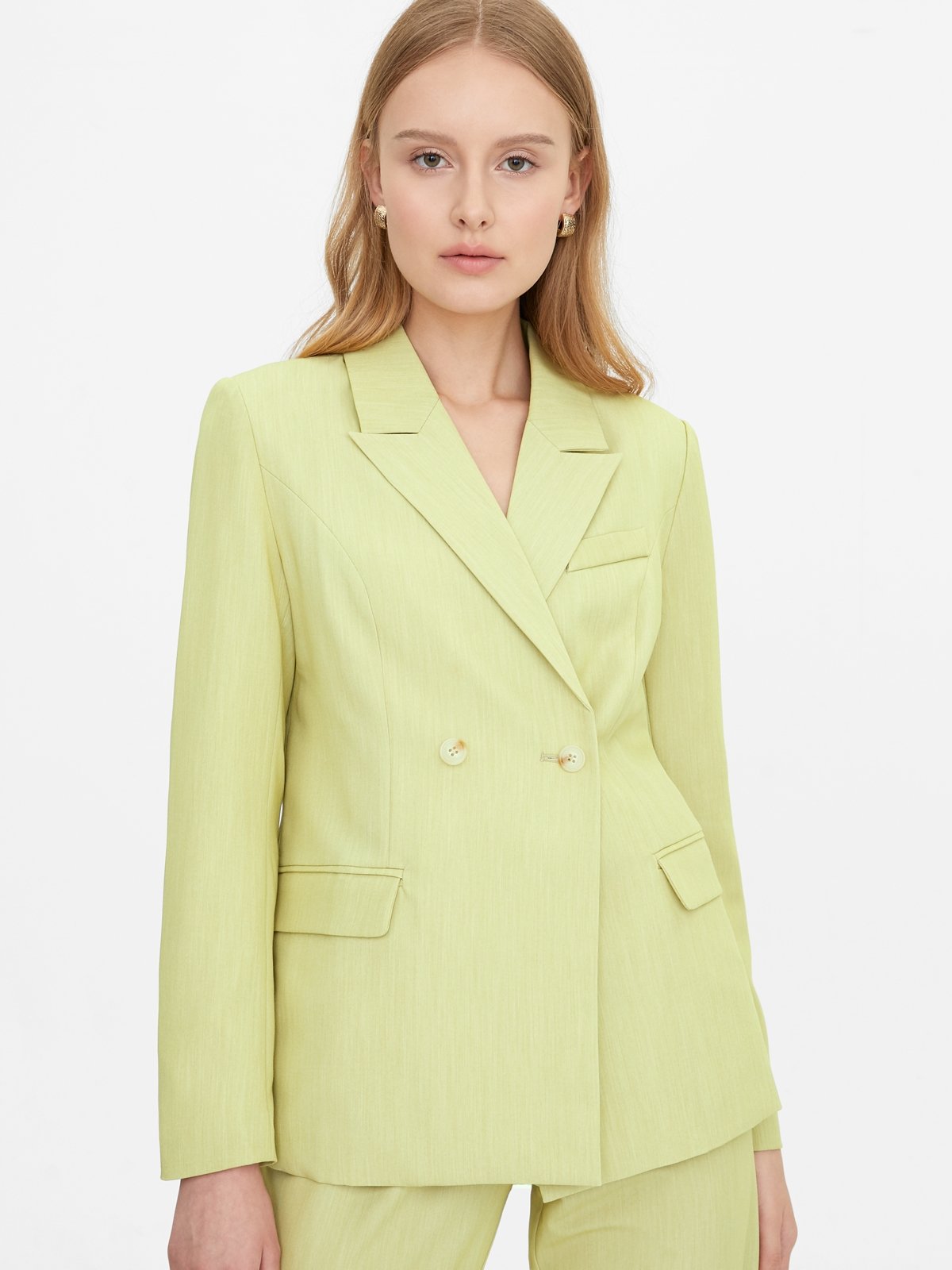 Cut Out Back Blazer - Green - Pomelo Fashion