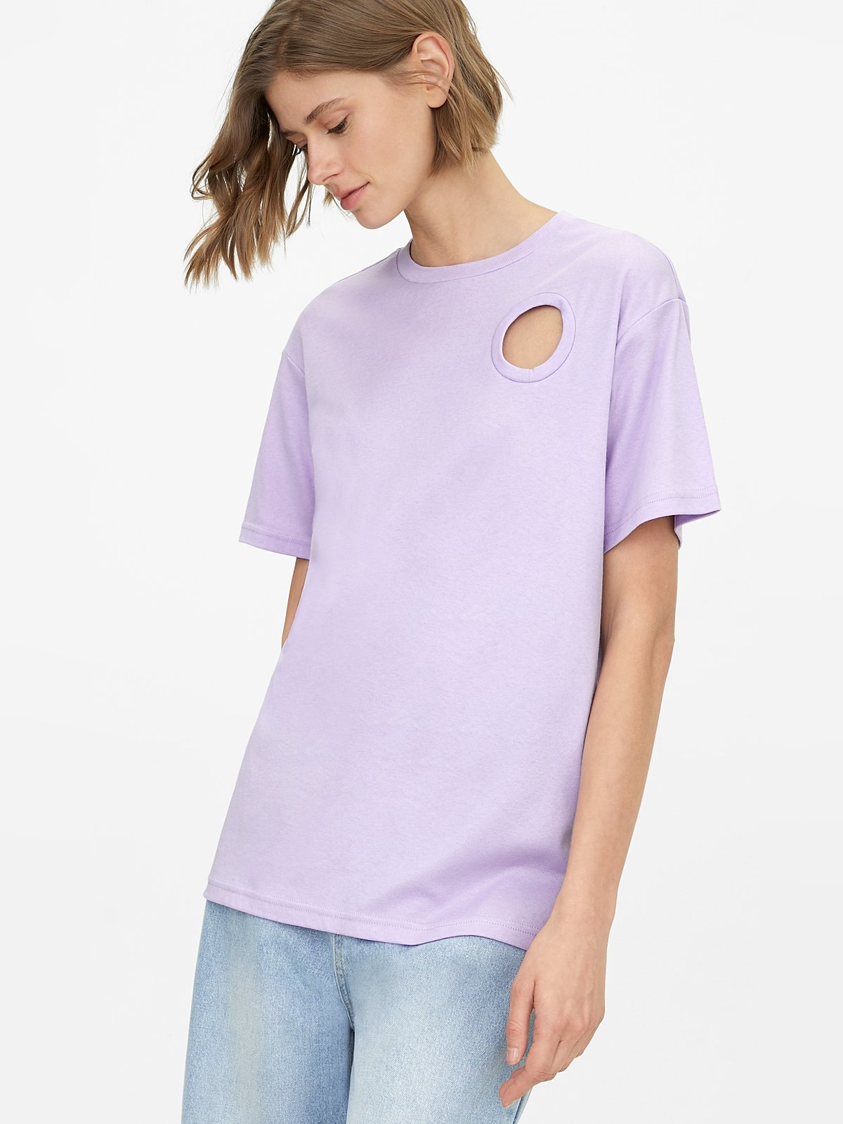 Circle Cut Out Tee - Purple - Pomelo Fashion