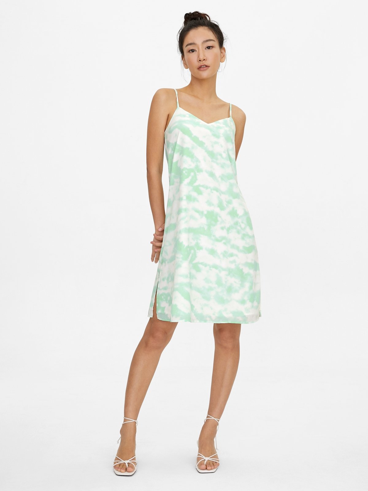 Tie Dye Slip Dress - Green - Pomelo Fashion