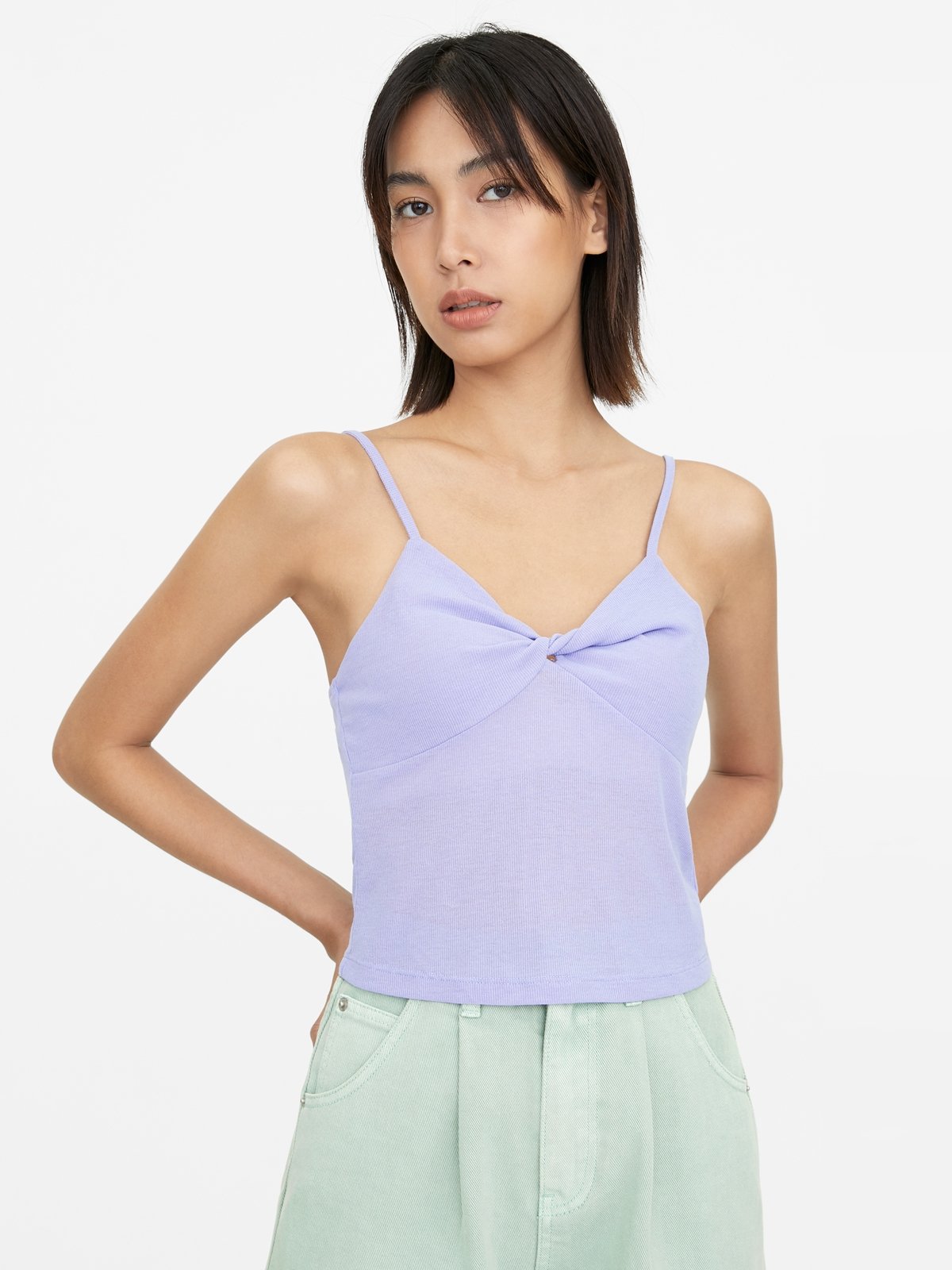 Knit Crop Cami - Purple - Pomelo Fashion