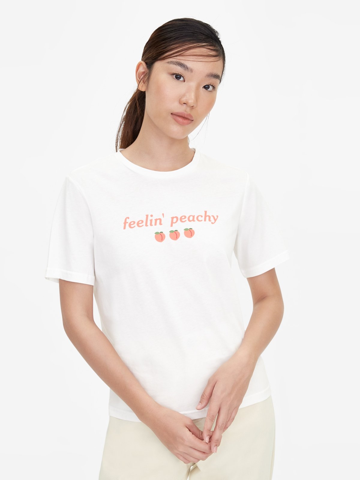 Feelin' Peachy Graphic Tee - White - Pomelo Fashion