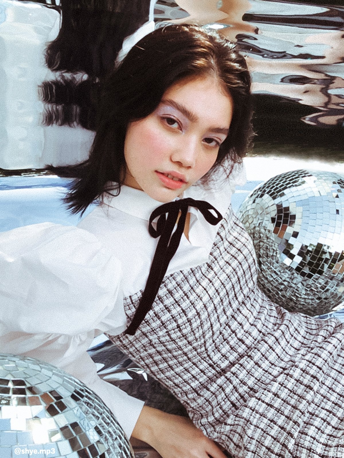 Mini Tweed Puffed Sleeve Dress - White - Pomelo Fashion