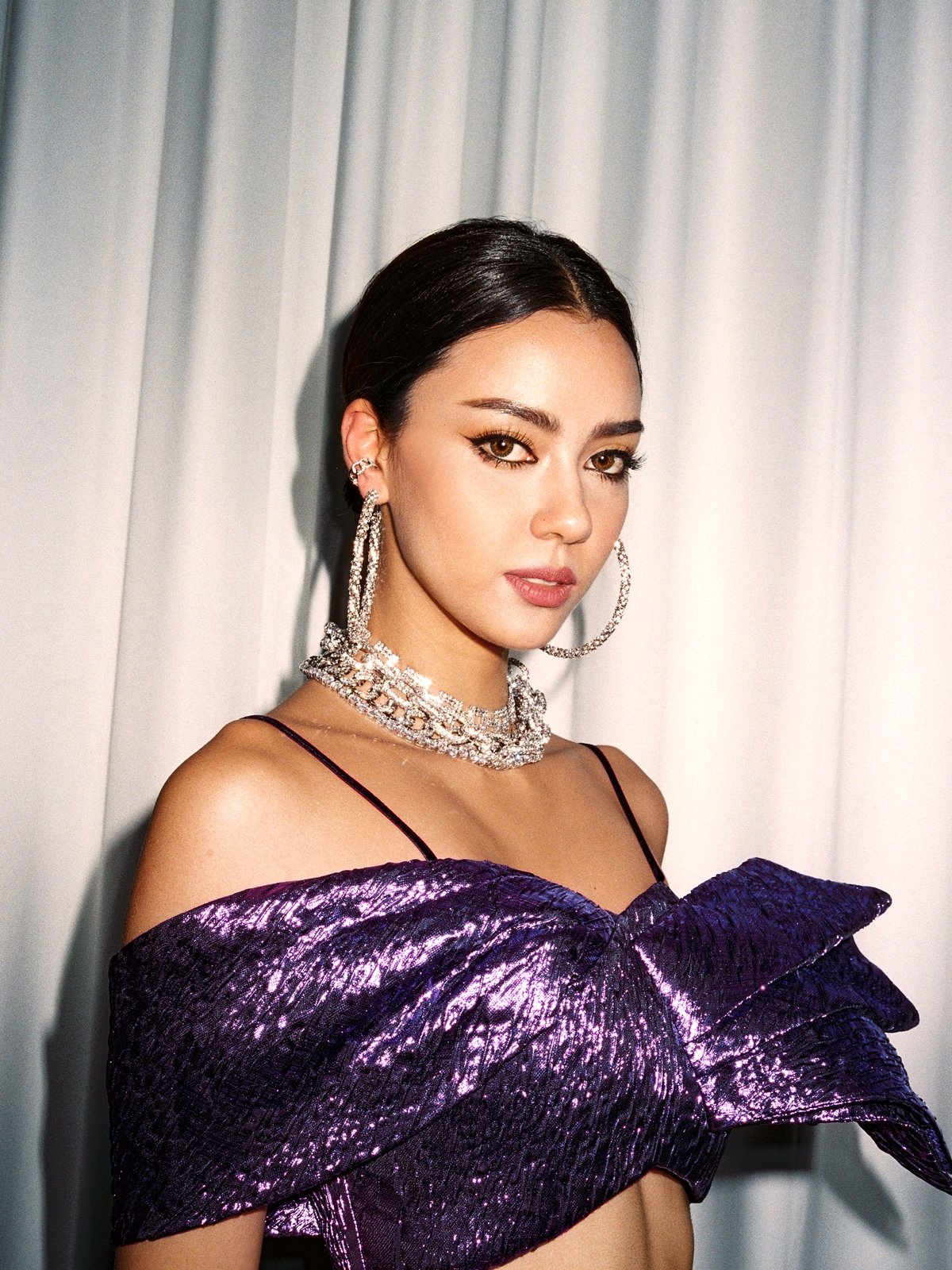 Milin x Pomelo High Shine Bustier Top - Purple - Pomelo Fashion