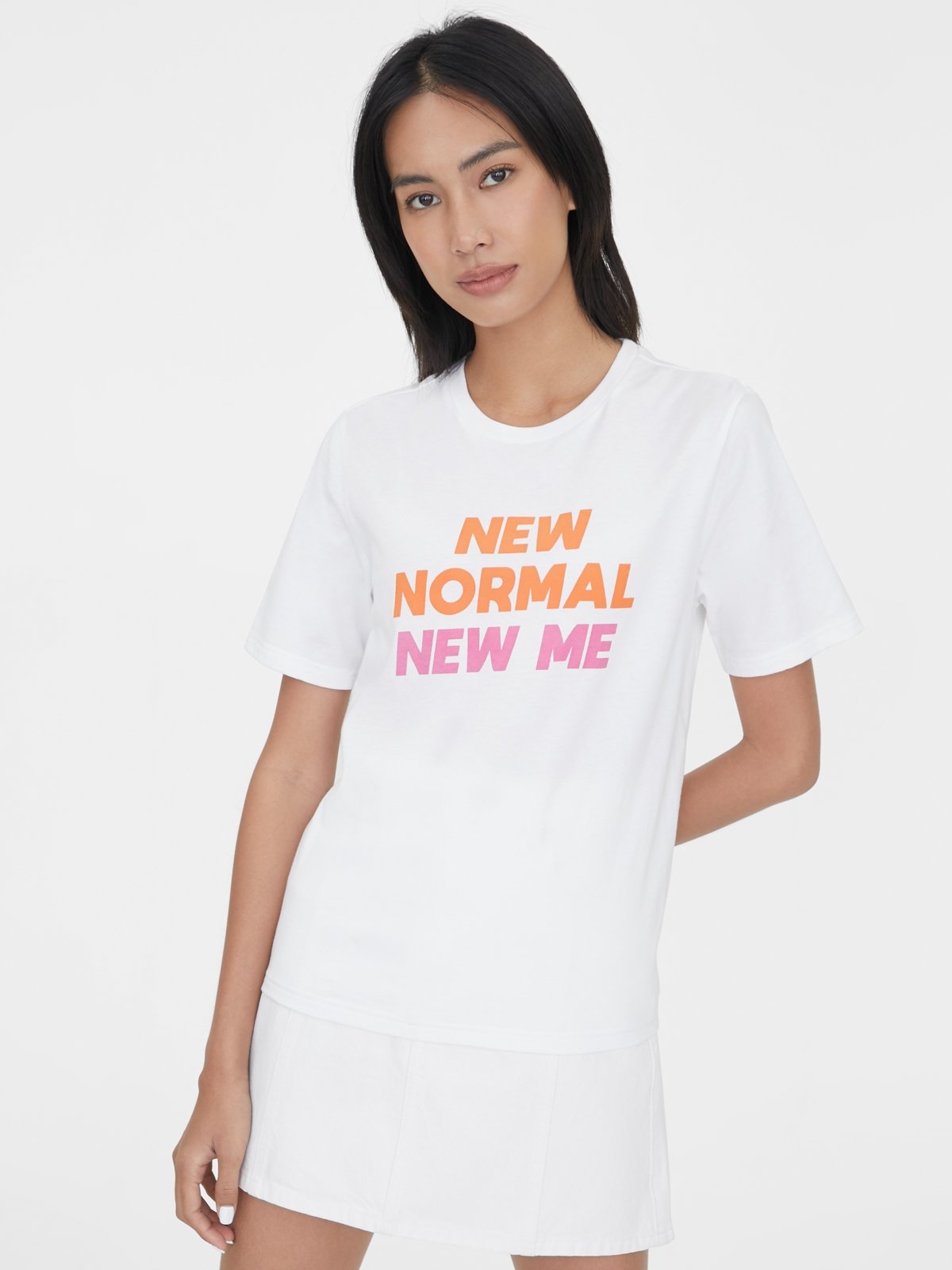 Sustainable Cotton New Normal New Me Graphic Tee - White - Pomelo Fashion