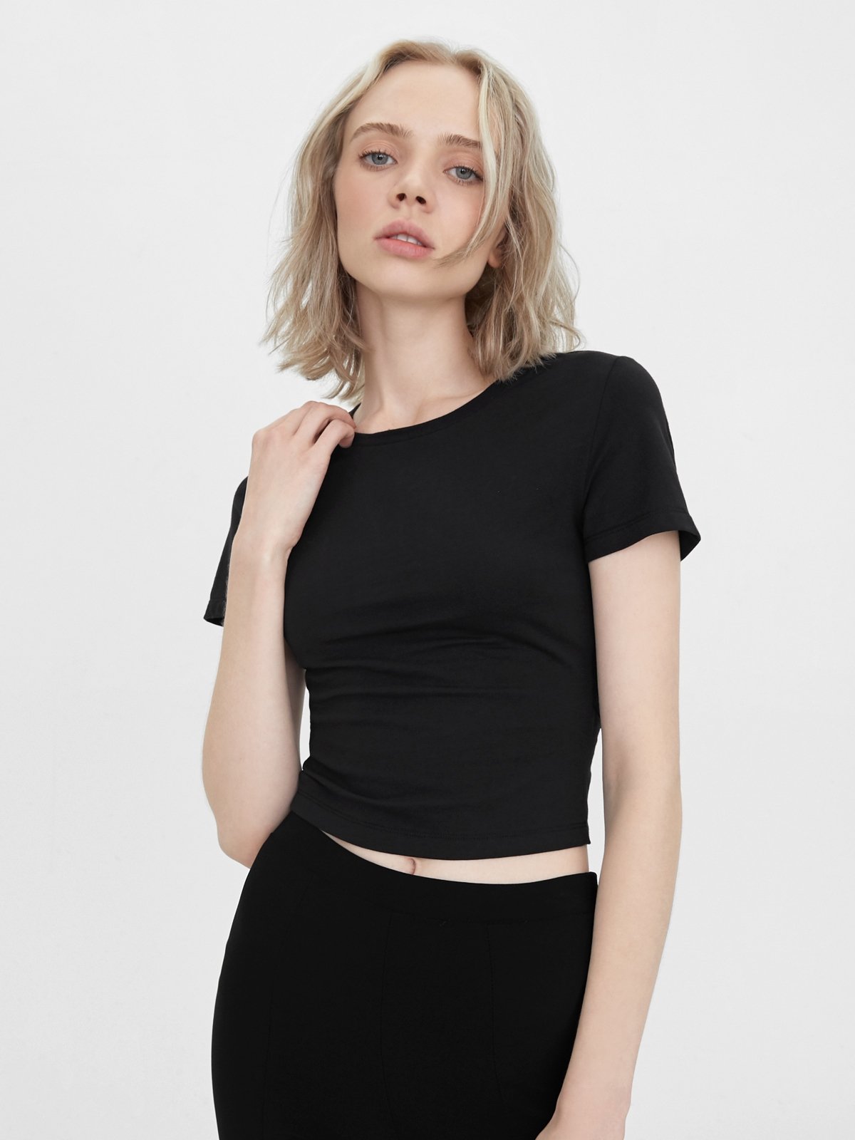 Sustainable Tie Open Back Tee - Black - Pomelo Fashion