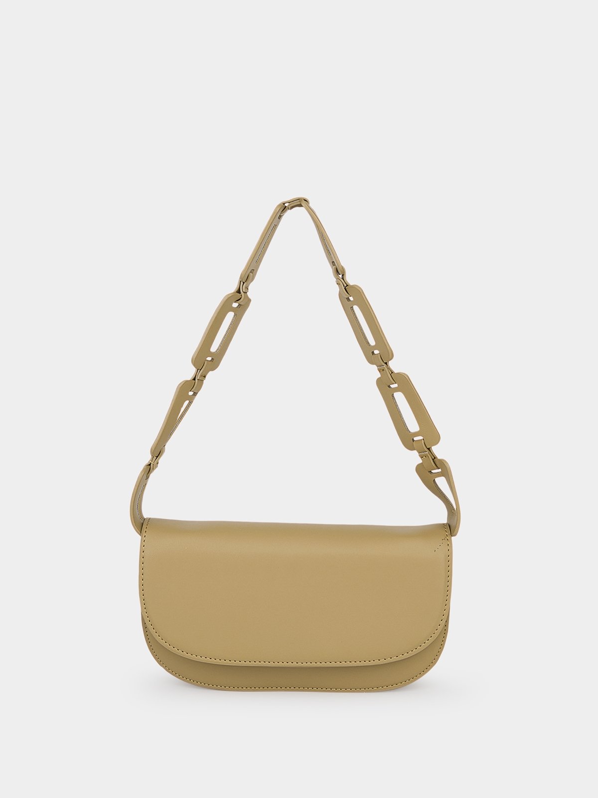 Chain Strap Matte Shoulder Bag - Brown - Pomelo Fashion