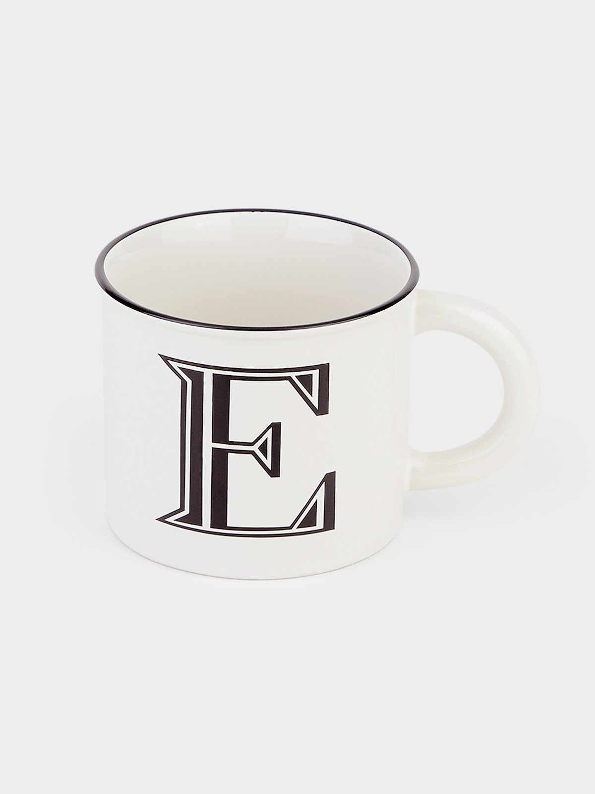 Alphabets Mug E Letter - White - Pomelo Fashion