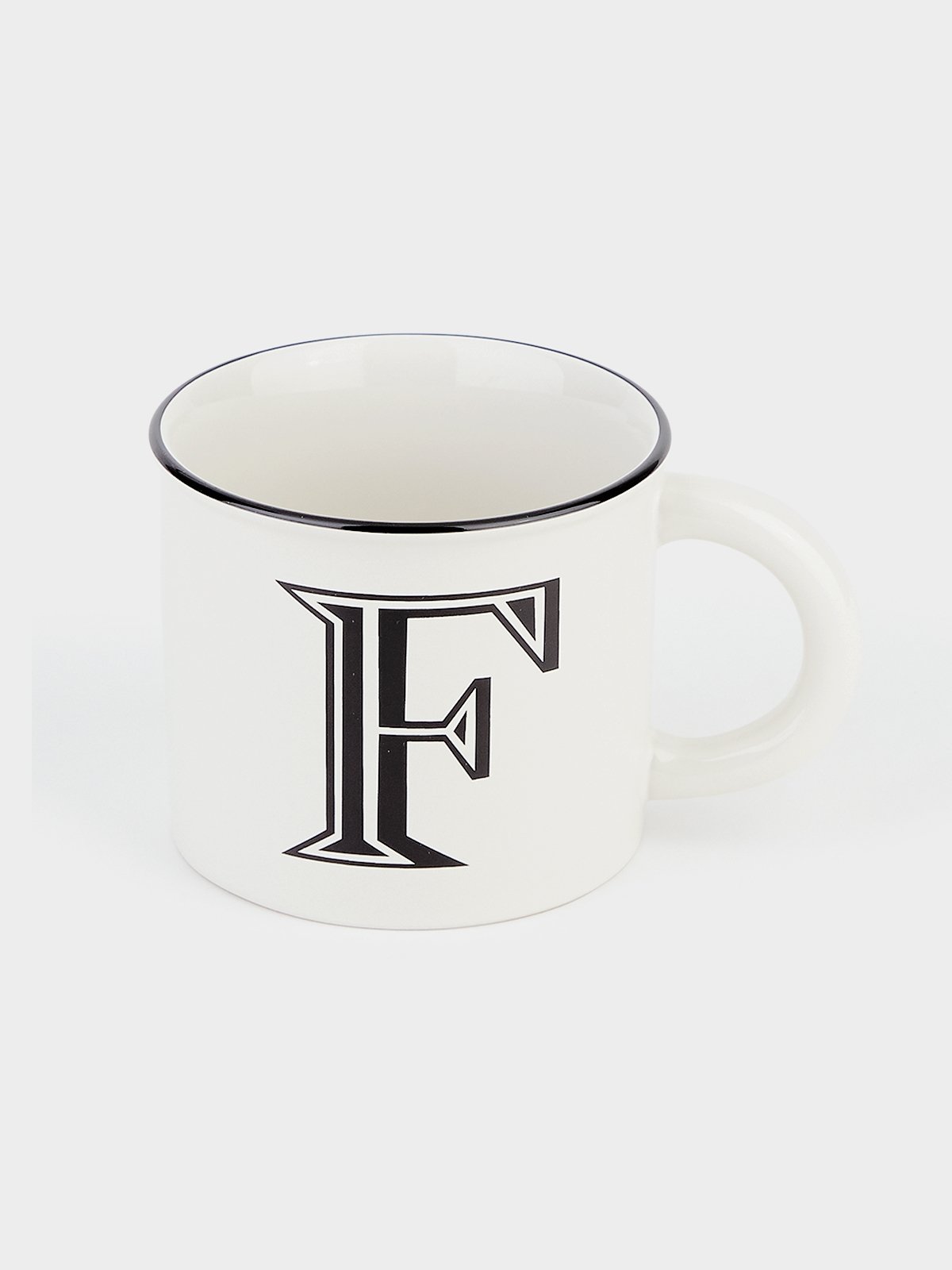 Alphabets Mug F Letter - White - Pomelo Fashion