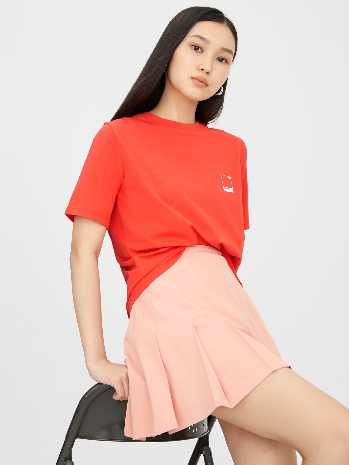 Pomelo + Pantone Sustainable Short Sleeve Tee - Orange - Pomelo Fashion