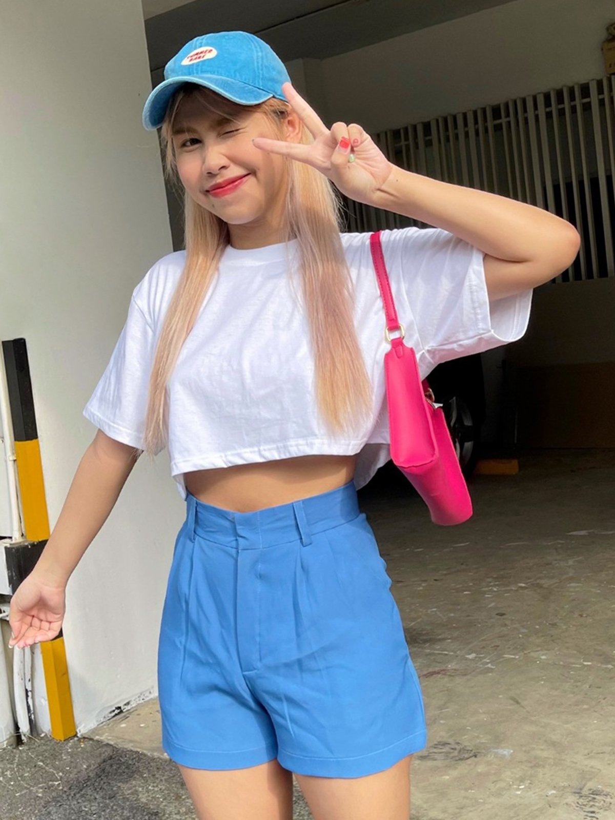 Oversized Crop Top - White - Pomelo Fashion