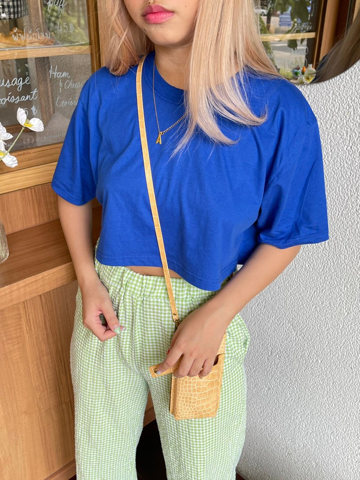 Oversized Crop Top - Deep Blue - Pomelo Fashion