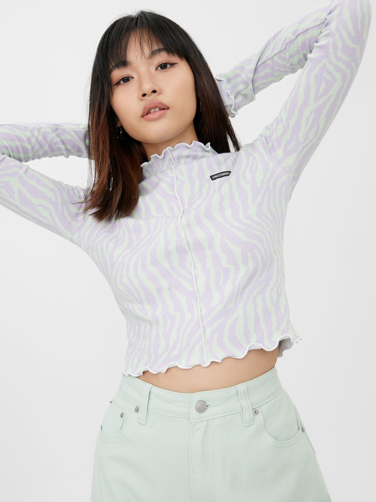 Another A x Zebra Half Neck Top - Mint - Pomelo Fashion