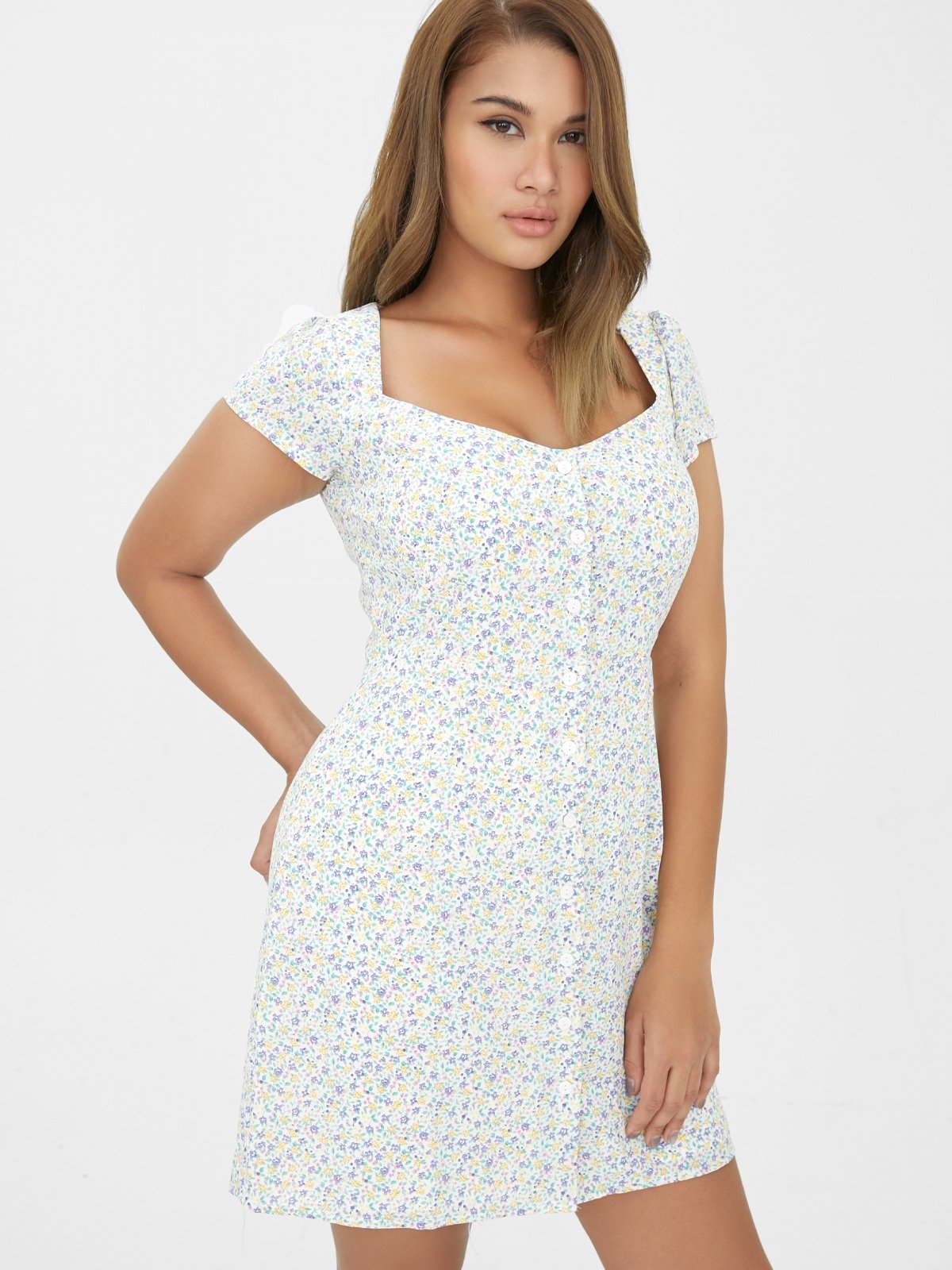 Floral Mini Dress - Multi Color - Pomelo Fashion