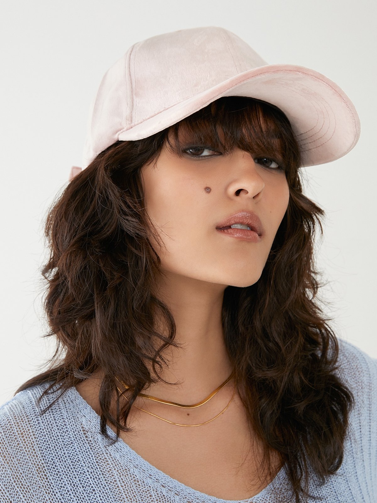 Velvet Basic Cap - Pink - Pomelo Fashion