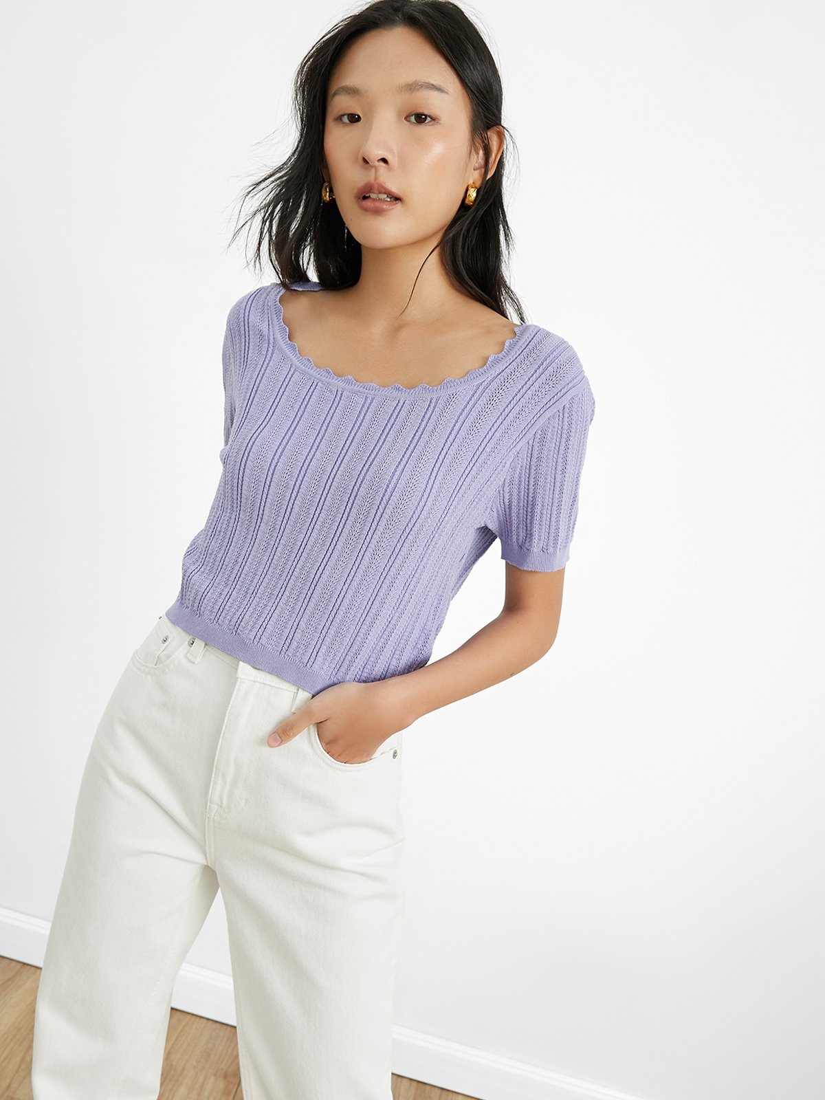 Short Sleeve Top - Purple - Pomelo Fashion