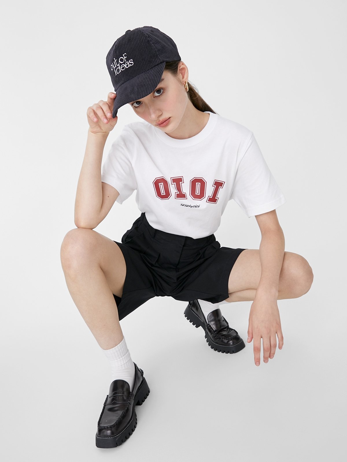 Oioi X Signature Crop T-Shirts - White - Pomelo Fashion