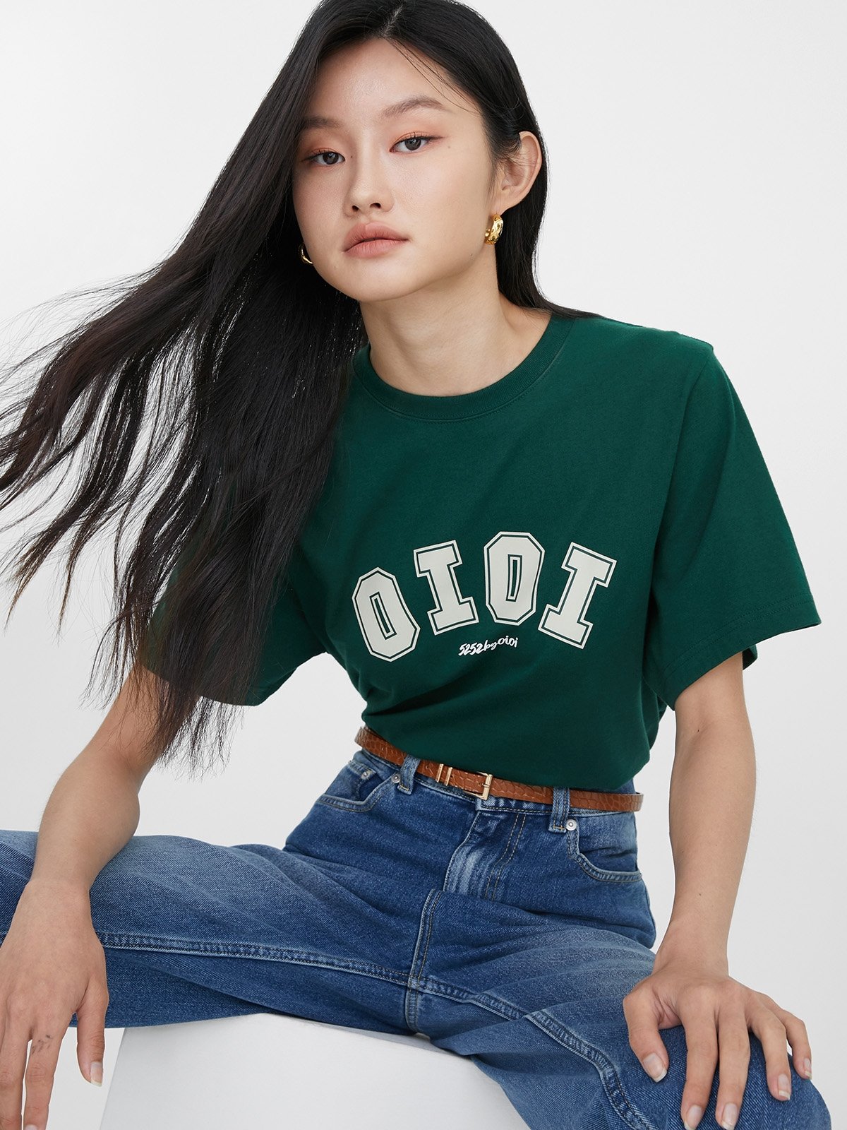 5252 by OiOi X Signature Crop T-Shirts - Green - Pomelo Fashion