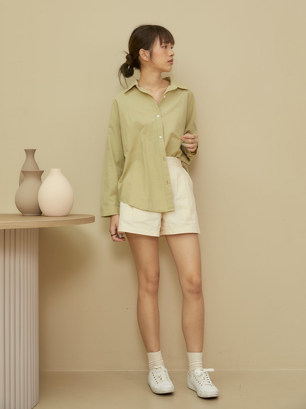 Avo Fondue Cotton Shirt - Green - Pomelo Fashion
