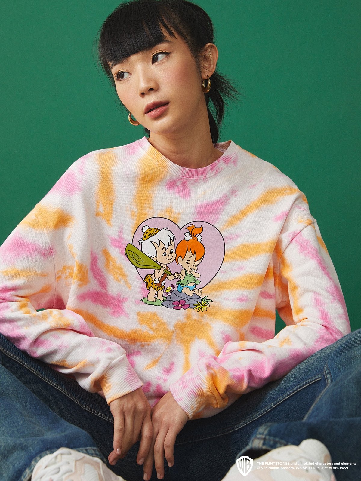 The Flintstones | Pomelo เสื้อสเวตเตอร์มัดย้อมพิมพ์ลาย Pebbles และ Bamm ...