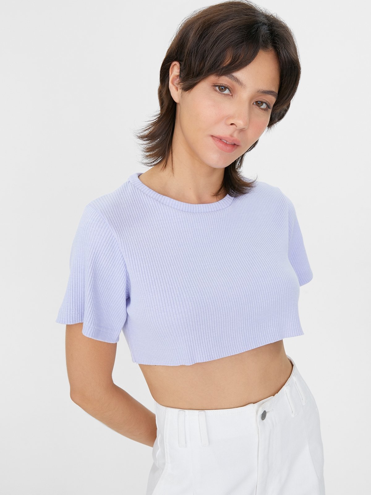 Cropped Top - Powder Blue - Pomelo Fashion