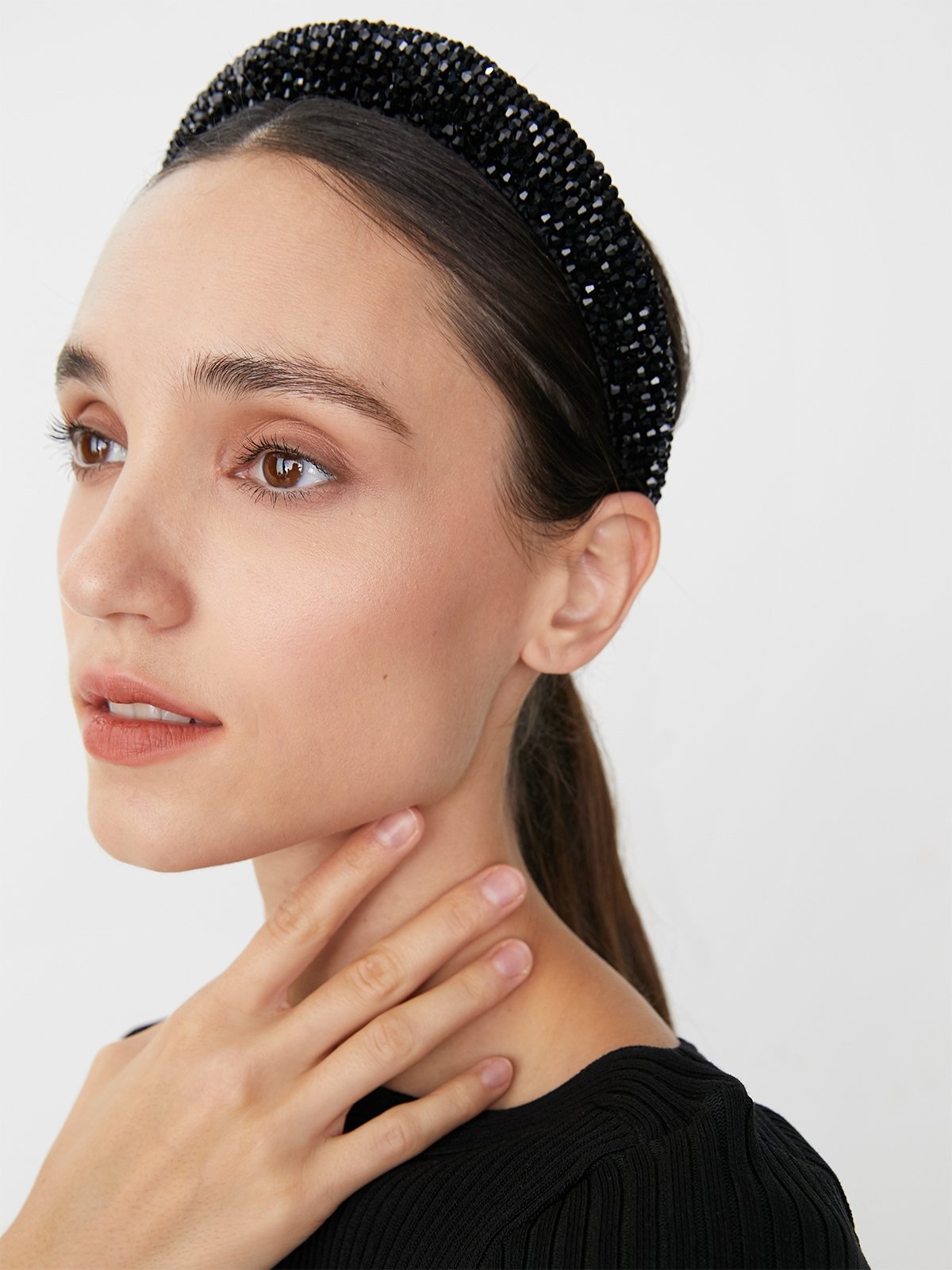 Beaded Headband - Black - Pomelo Fashion