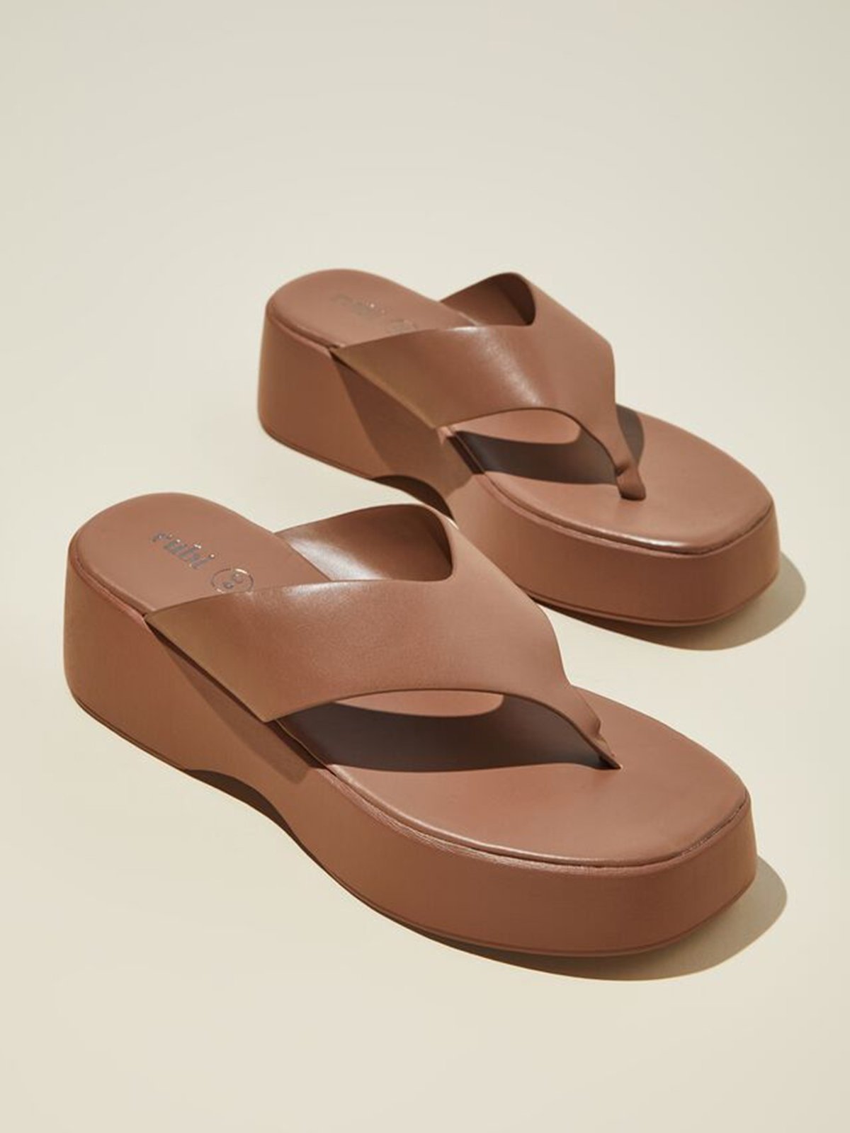Mae Flip Flop Flatform Sandal - Cool Brown - Pomelo Fashion